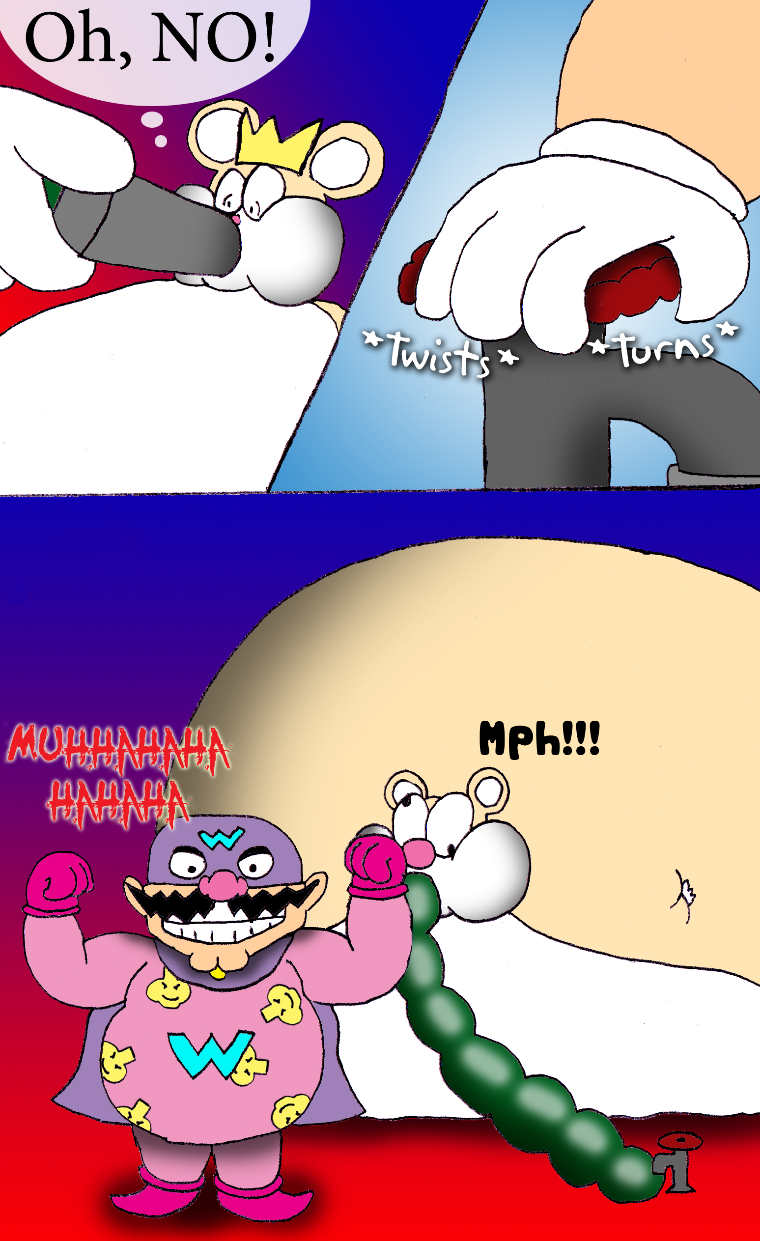 Curveybooru: 1boy 1girl comic hose in mouth inflation mario (series ...