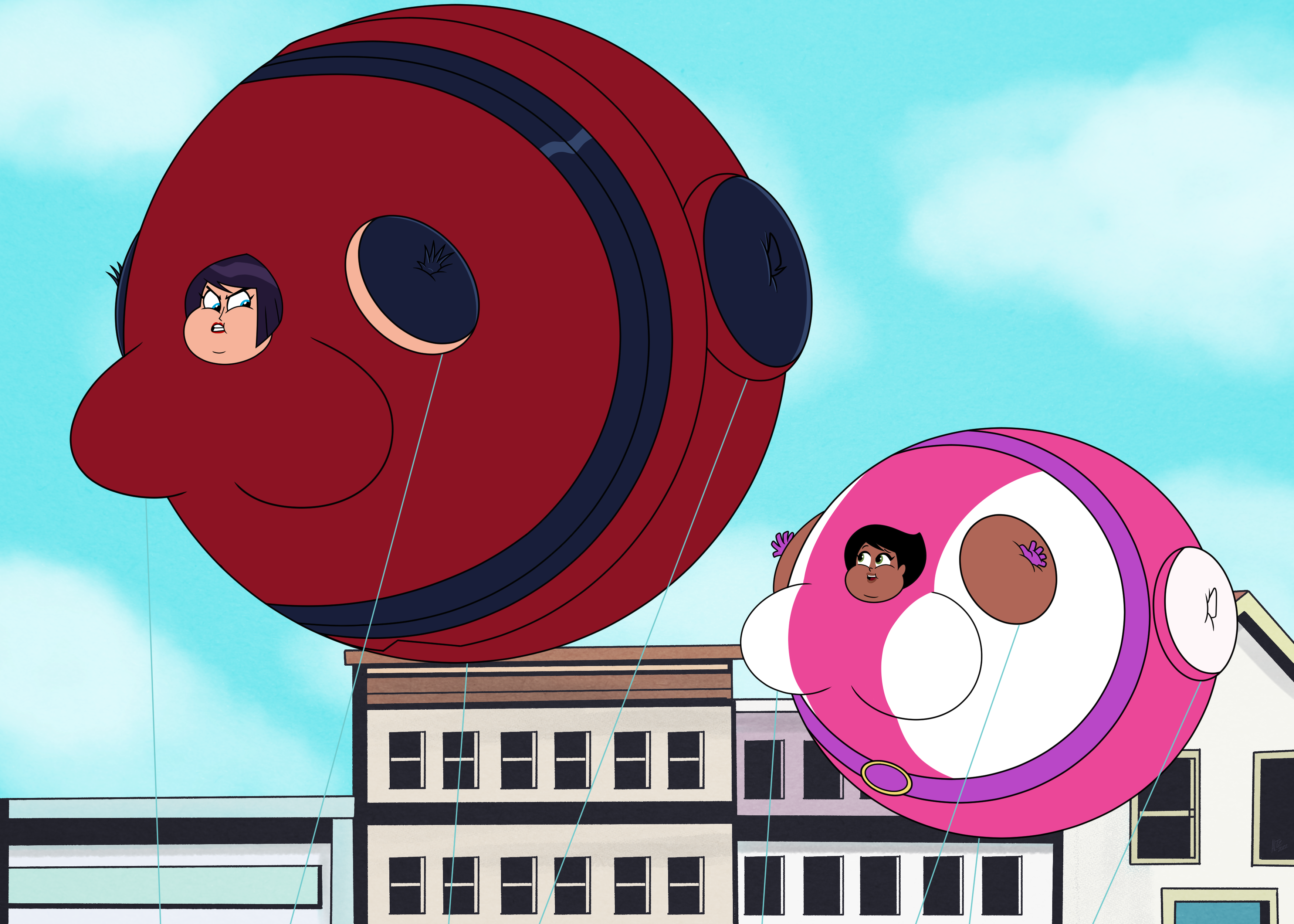 Curveybooru: 2girls altzegoz belly expansion belly inflation body ...